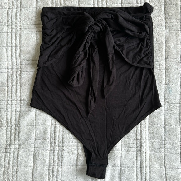 mahina | Tops | Tube Top Body Suit With Front Bow Tie | Poshmark